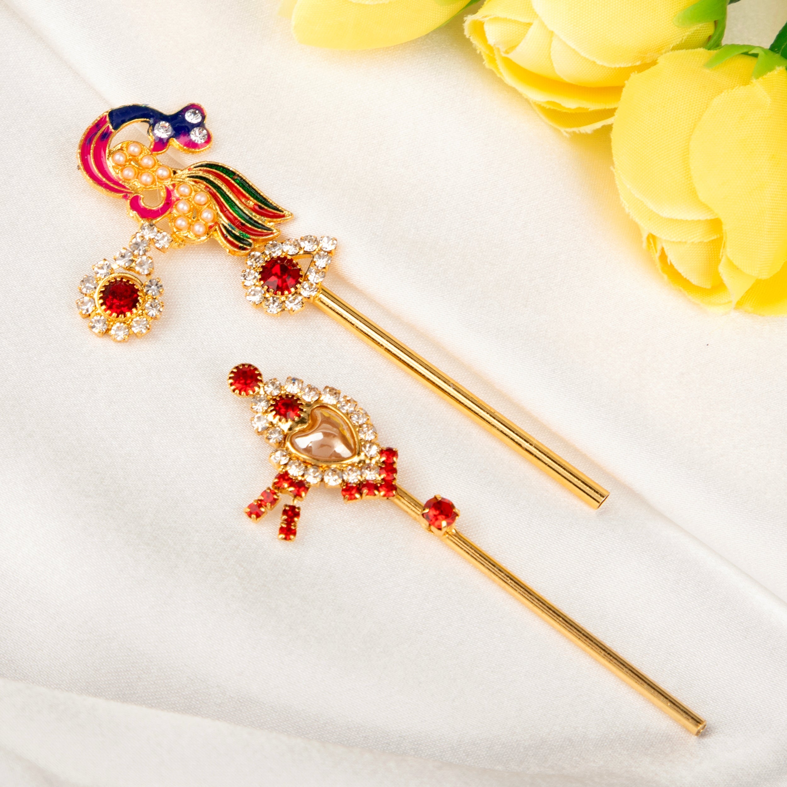 Red Heart & Peacock Murli Combo for Krishna | Designer Bansuri Set ...