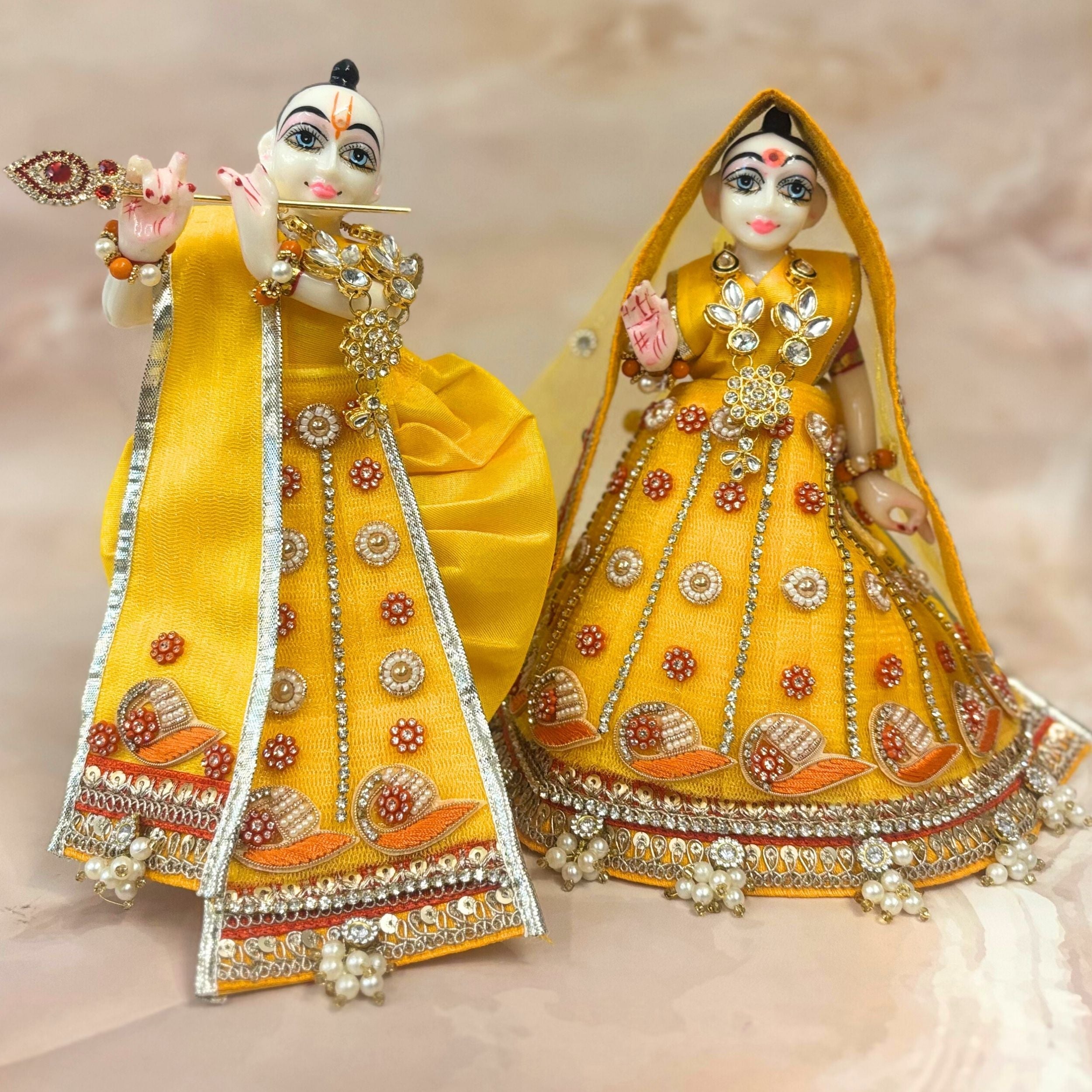 Kanakshri Yellow Radha Krishna Dress Set – Premium Divine Attire ...